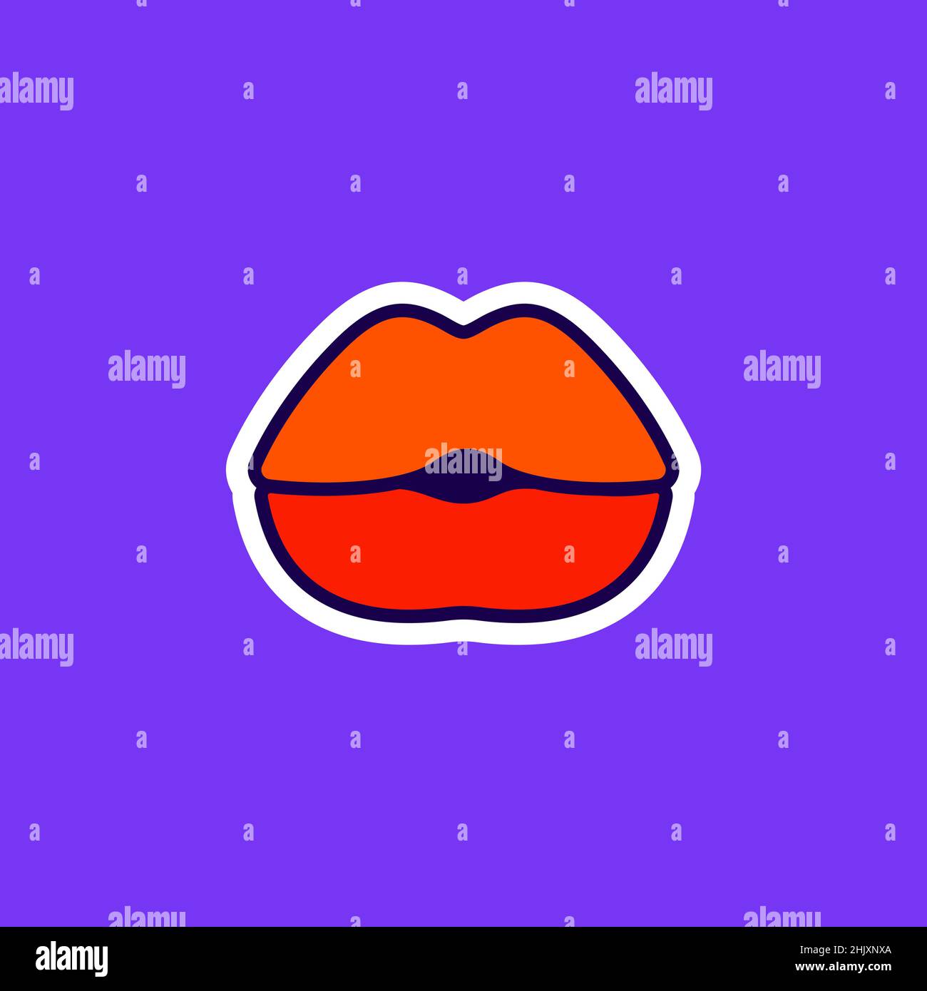 Sexy pout lips, female beautiful open mouth, sticker in the pop art ...