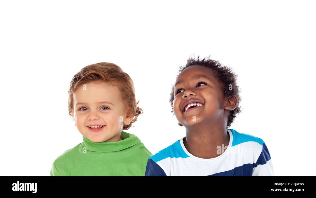 Funny children laughing isolated on a white background Stock Photo - Alamy