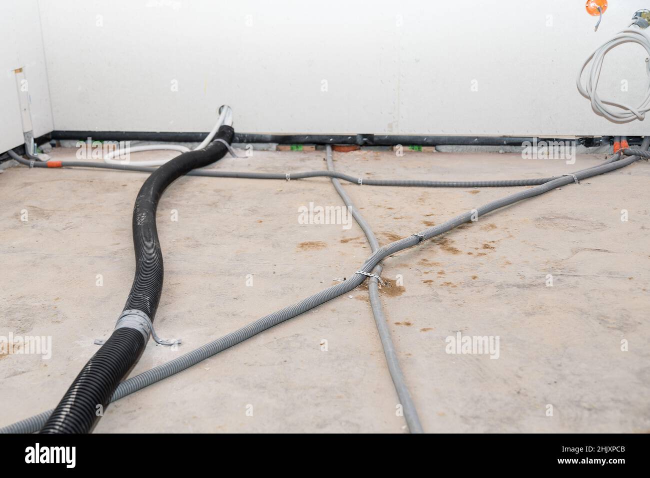 Electrical Installation - Conduits And Power Cables On Construction ...