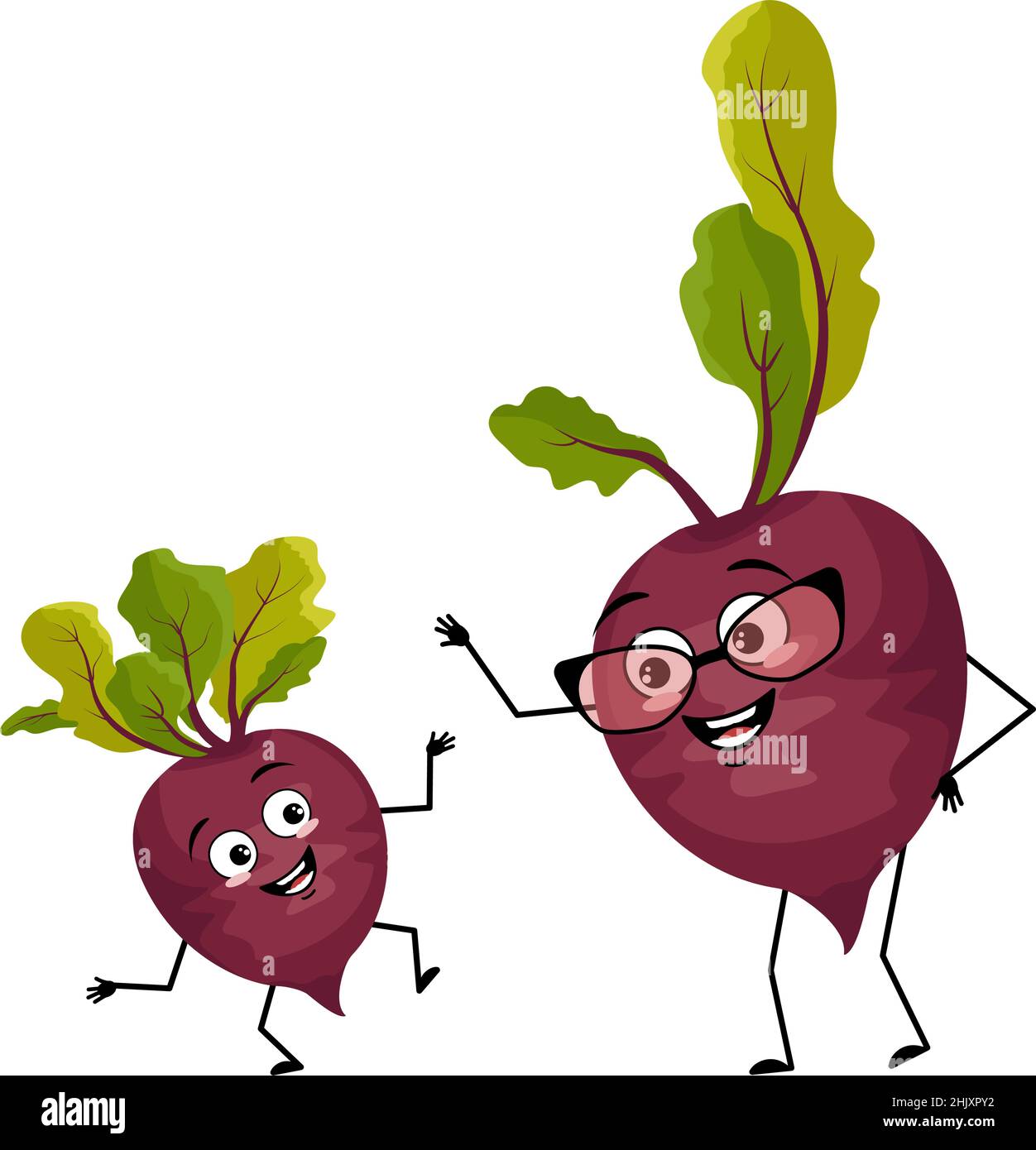 Beet character with happy emotion, joyful face, smile eyes, arms and ...