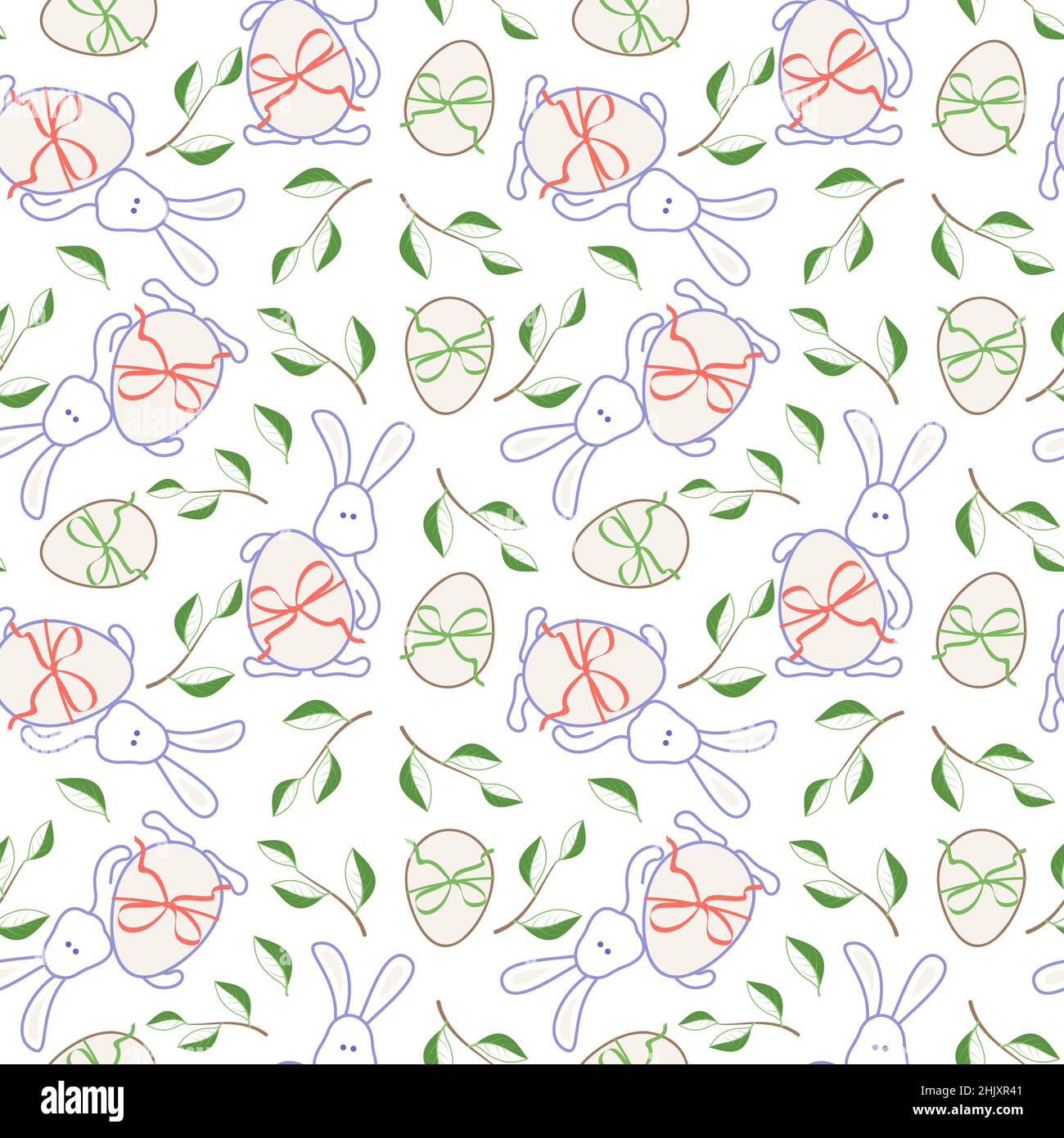 Happy Easter seamless pattern. Festive decoration print with rabbit ...