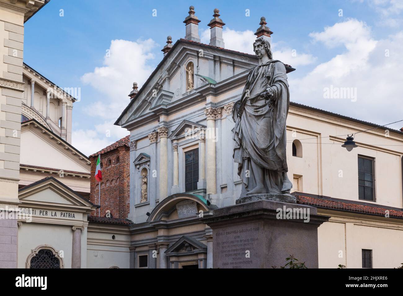 Historic center of Novara city, square Puccini, Italy Stock Photo - Alamy