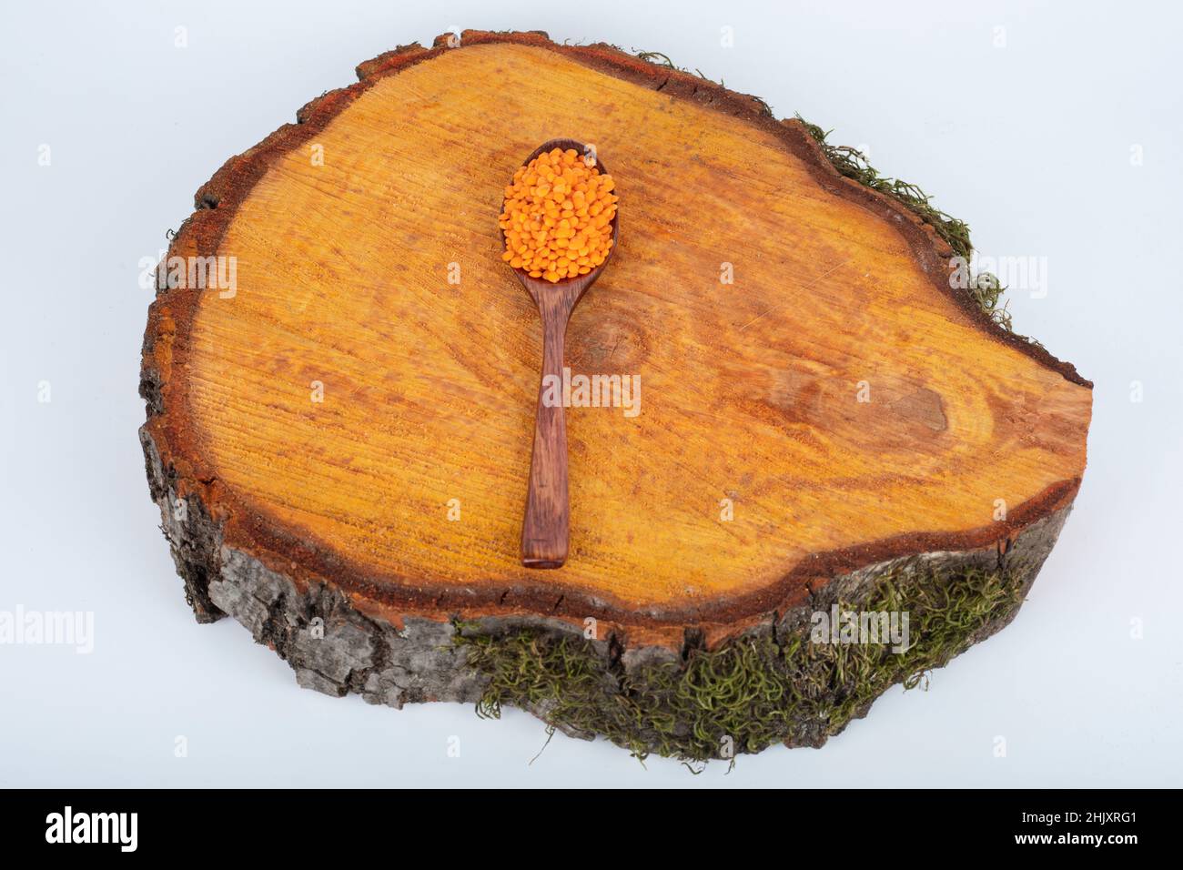 Pile of red lentil isolated on white background. Top view Stock Photo ...