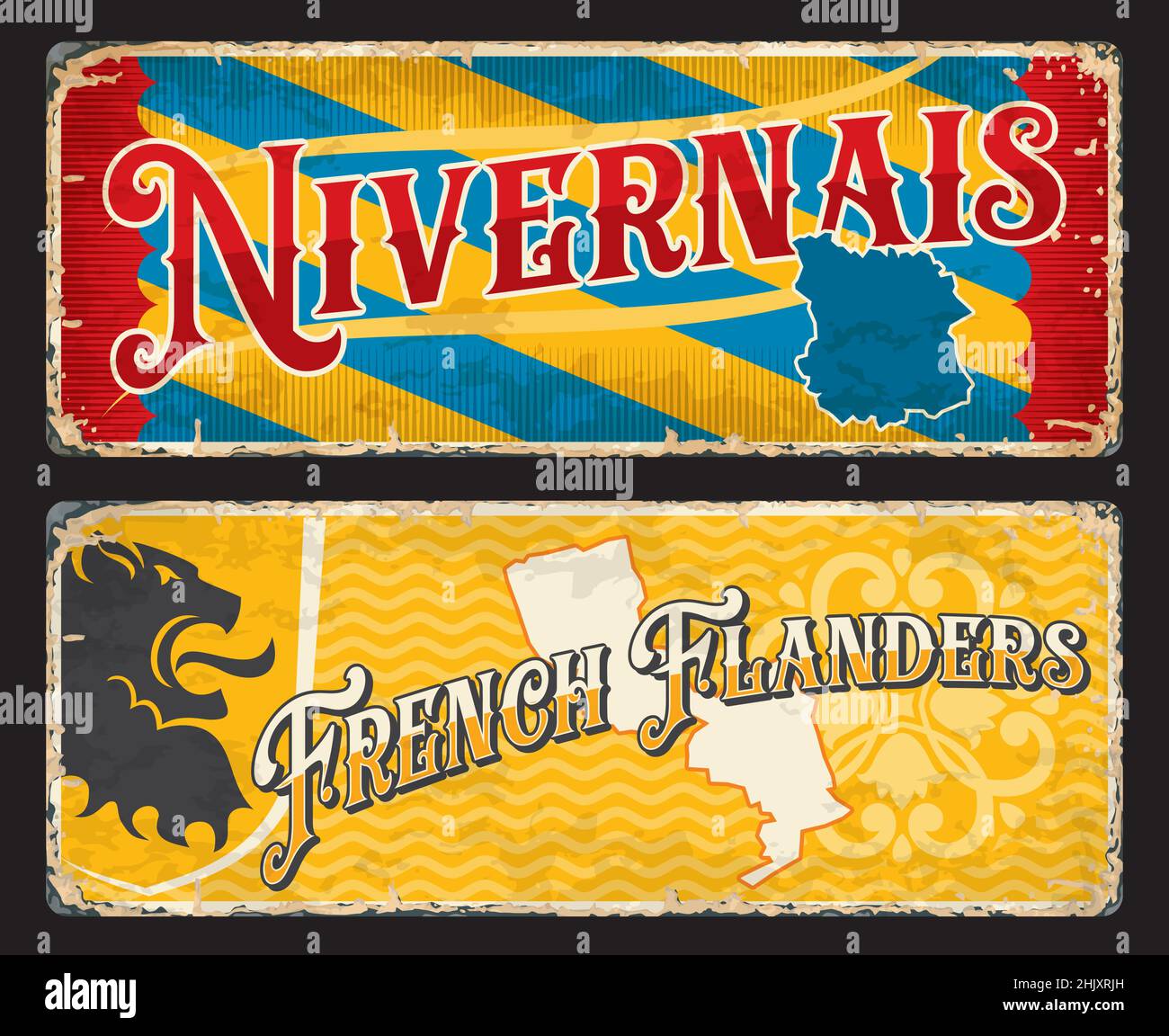 French Flanders and Nivernais regions of France. Plates and travel ...