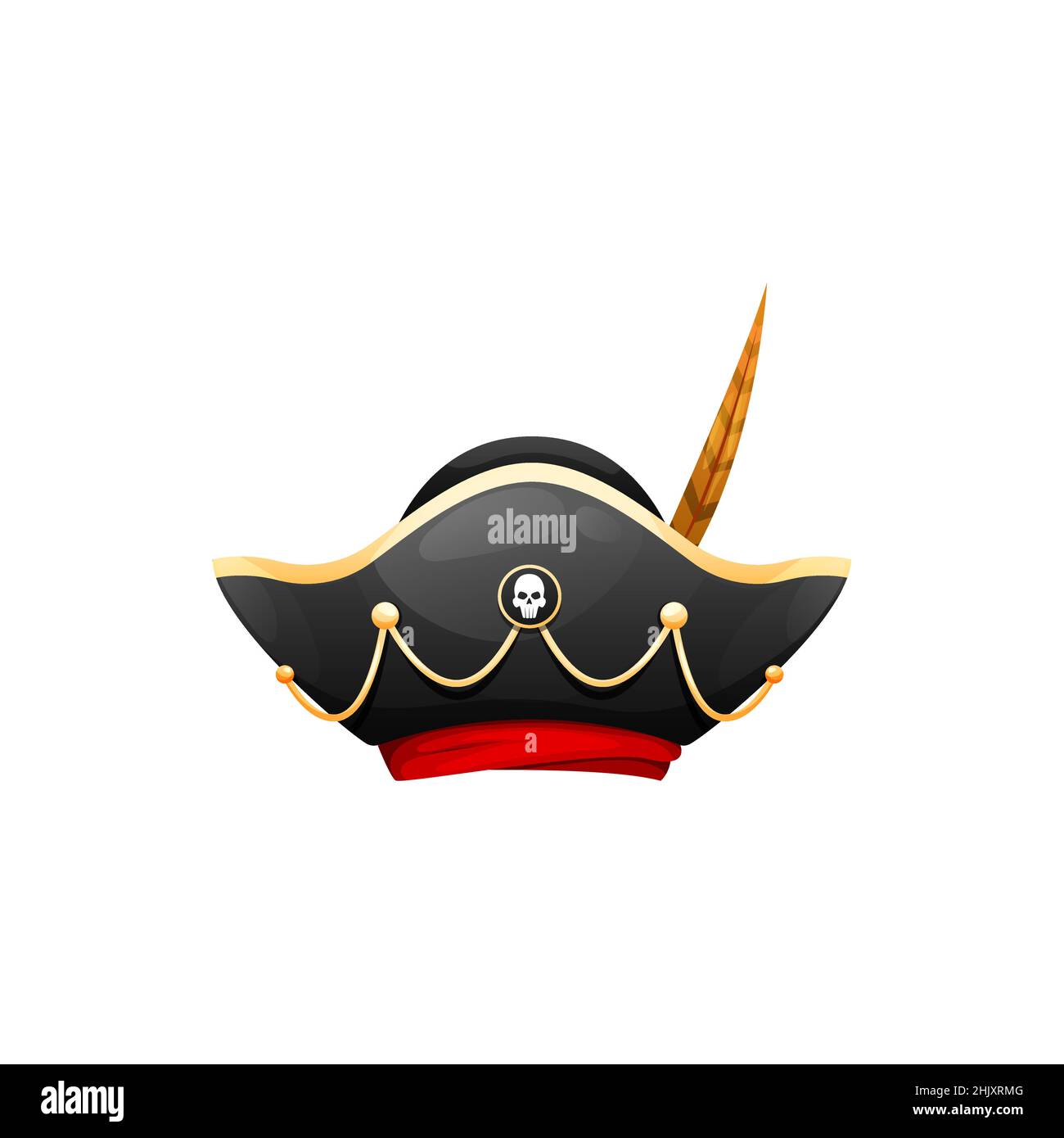 Caribbean captain headwear isolated sailor tricorn cocked hat. Vector ...