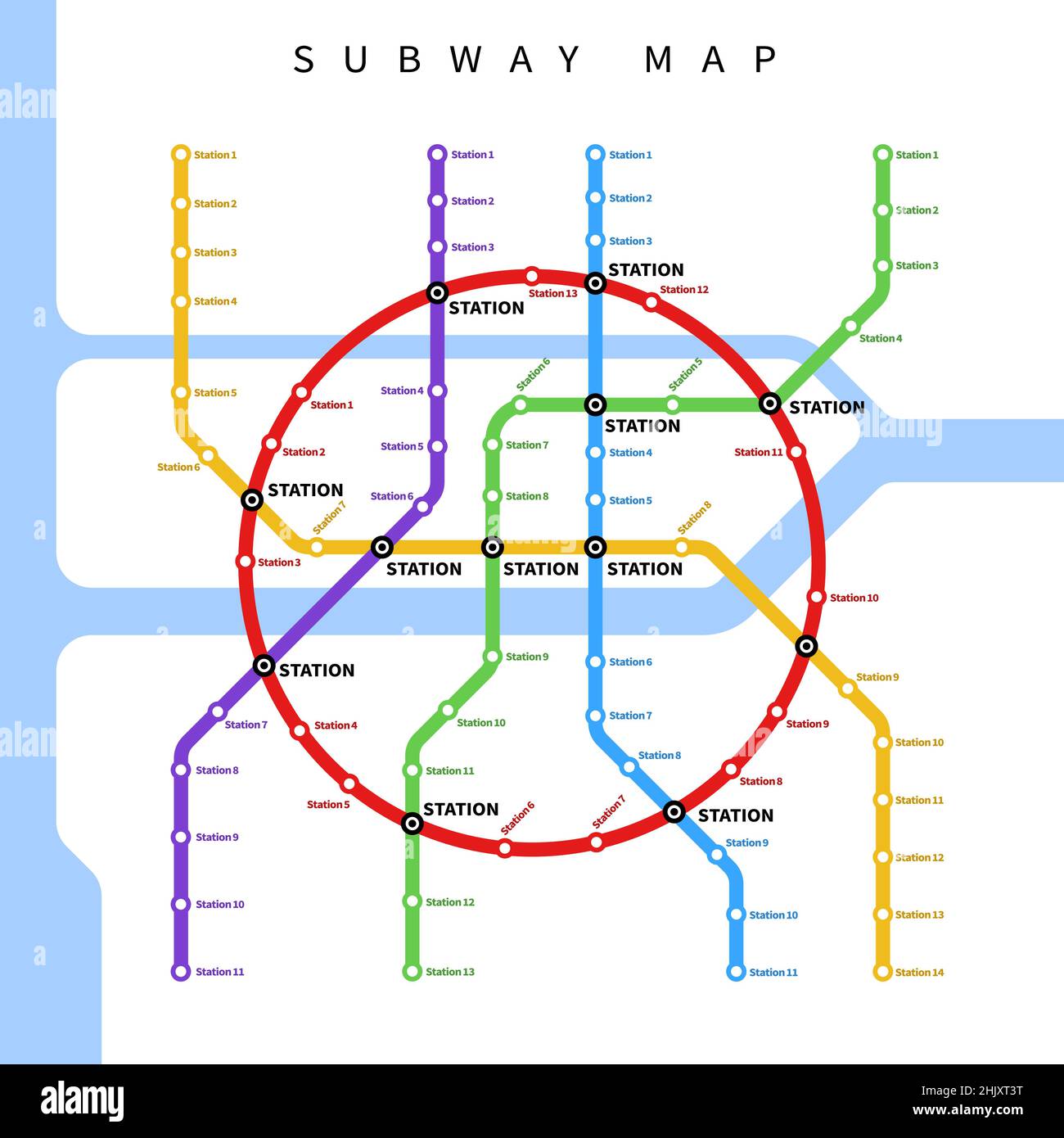 Round metro or subway underground transport city map, vector urban ...
