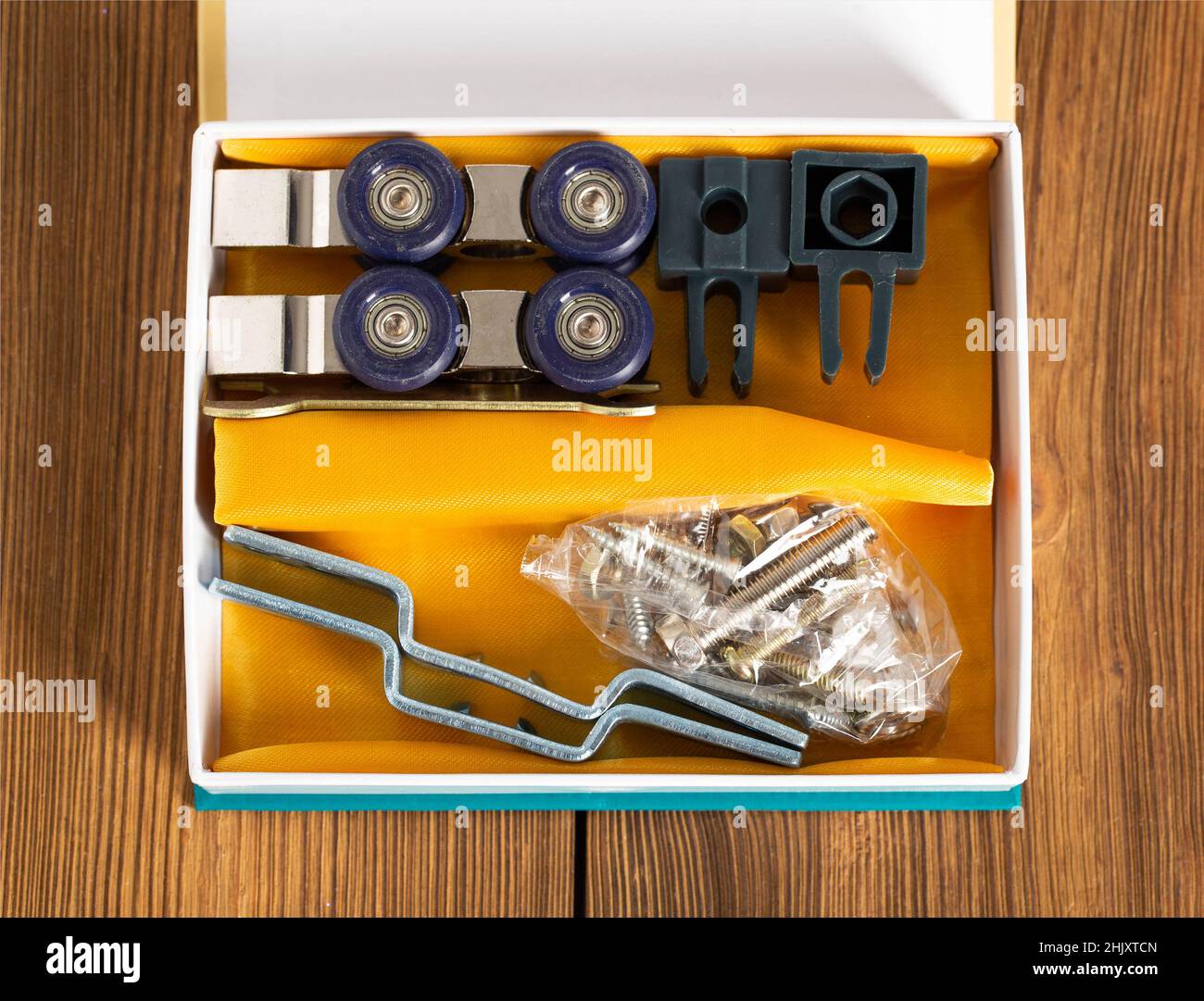 set of roller mechanism for sliding doors. Door furniture Stock Photo ...