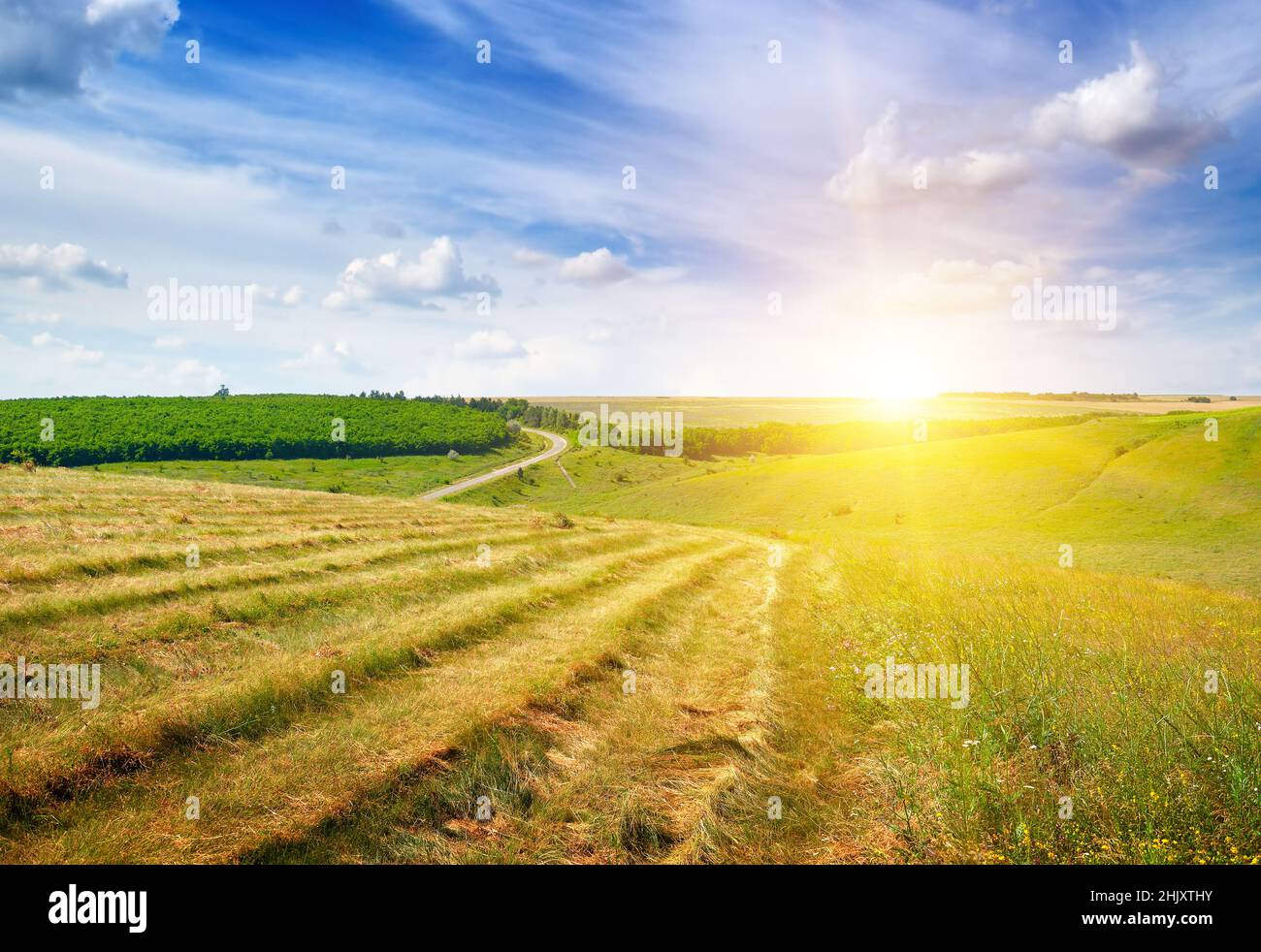 Sunrise over a grassland hi-res stock photography and images - Alamy