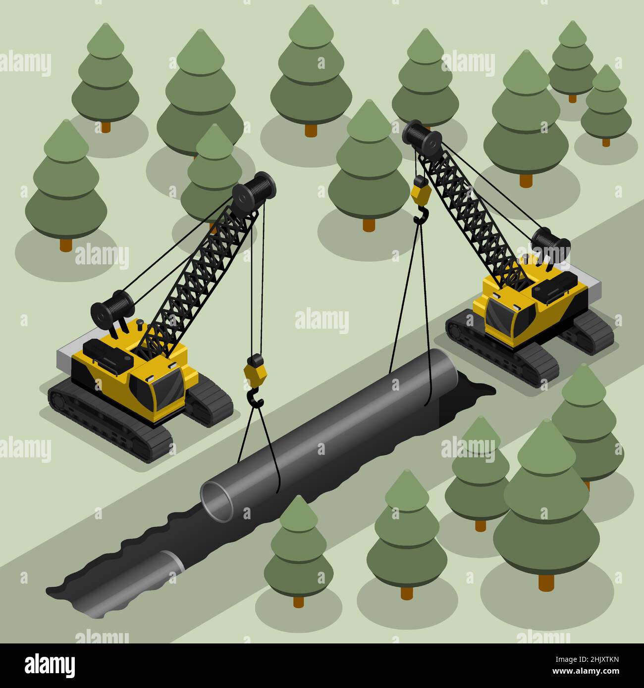 Isometric Heavy crane for moving heavy loads laying a gas pipeline in ...