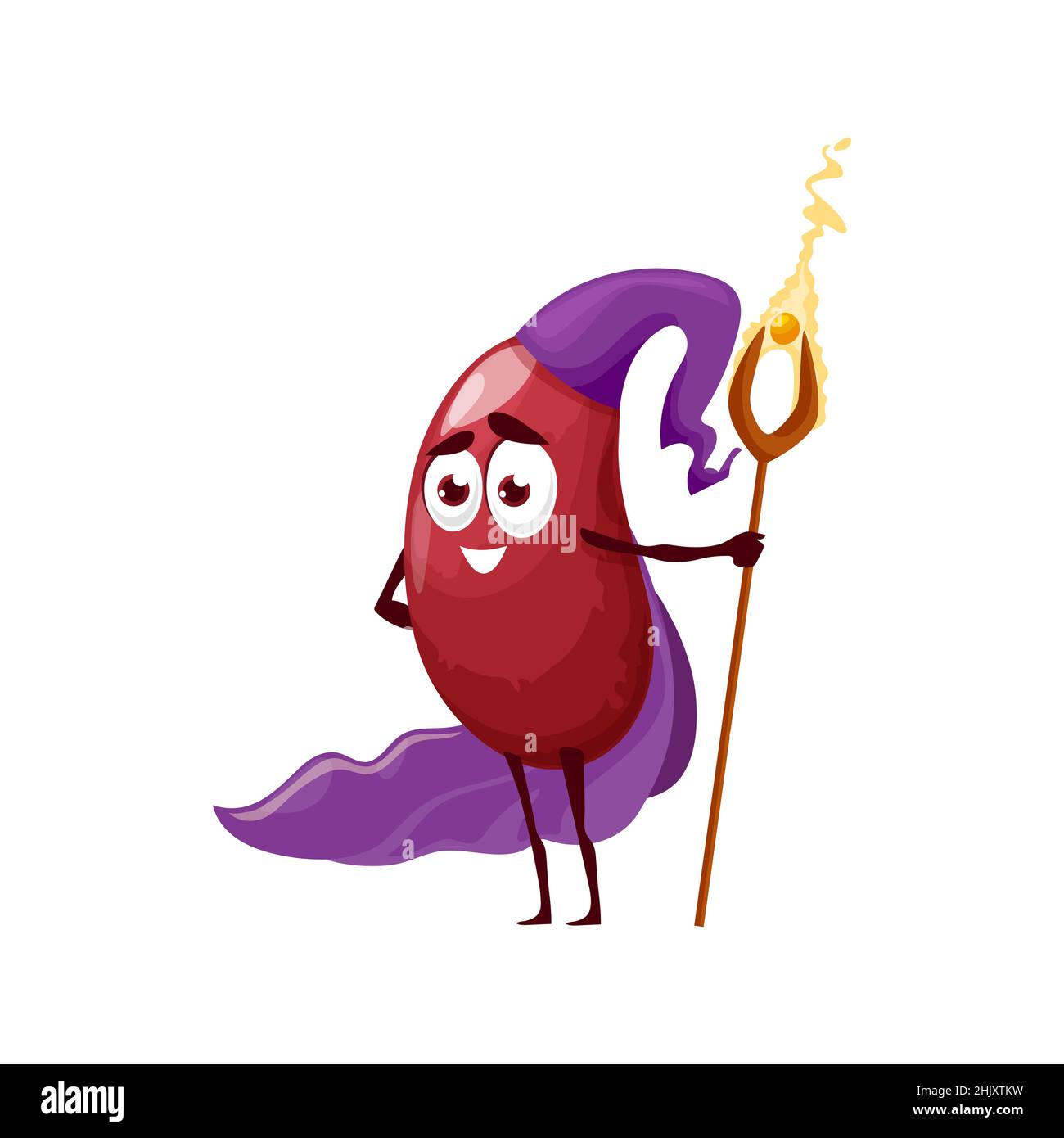 Brown bean fairy character as wizard or magician with magic wand ...