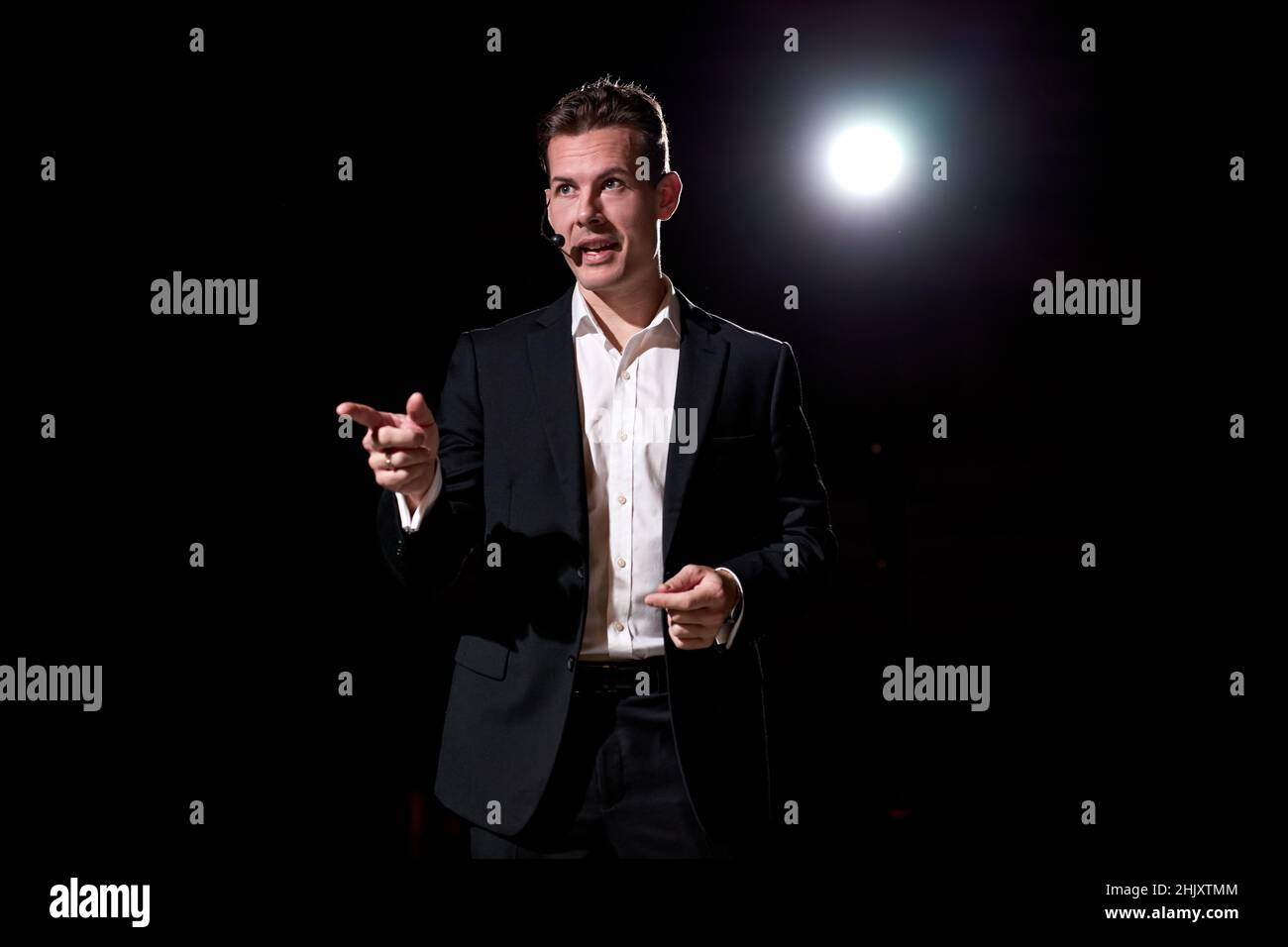 Handsome Successful Motivational Speaker, Talking about Happiness, Self ...
