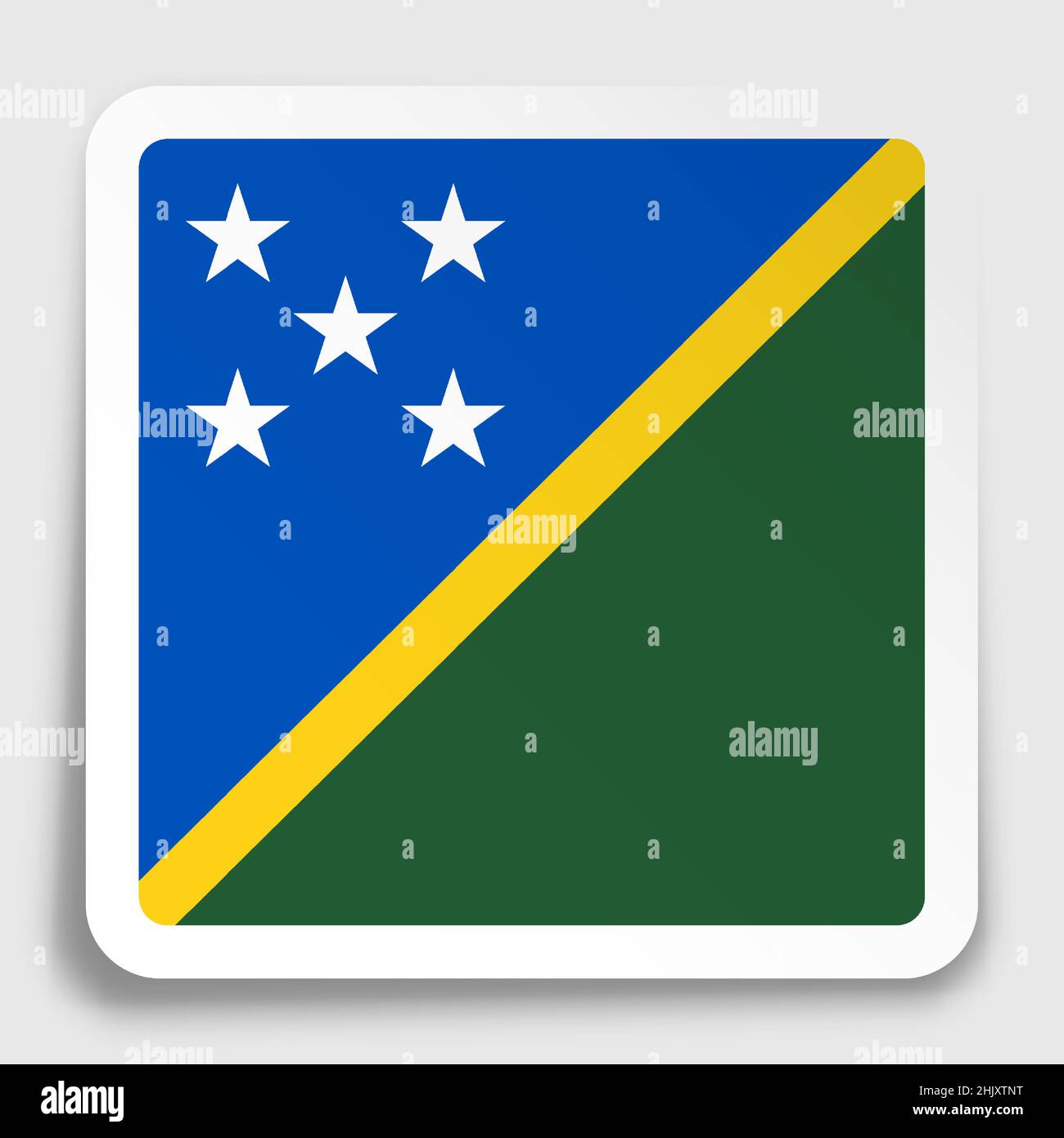 Solomon Islands flag icon on paper square sticker with shadow. Button ...
