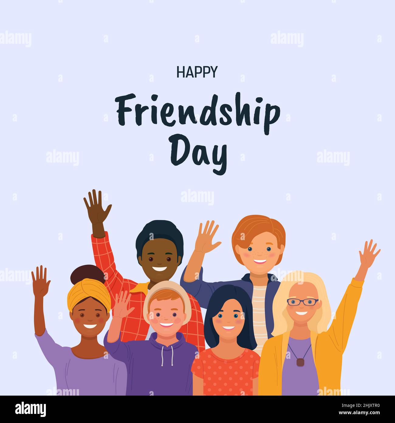 Friendship Day illustration with happy young friends Stock Vector Image ...