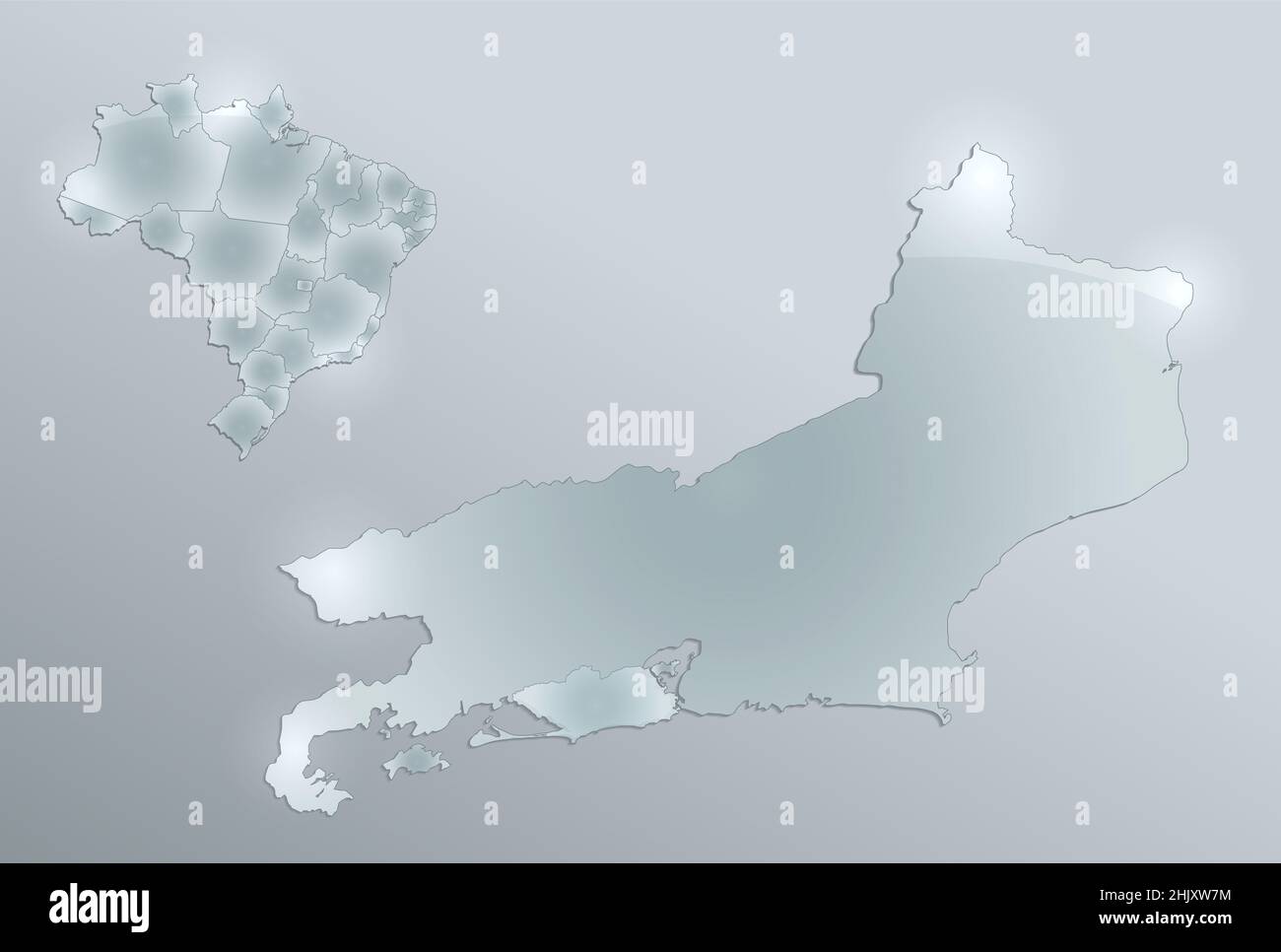Rio de Janeiro map state and city, Brazil map and flag, separates ...