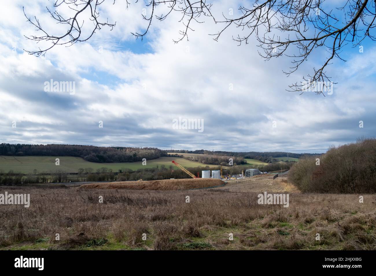 HS2 works site at Little Missenden, Buckinghamshire, adjacent to the ...