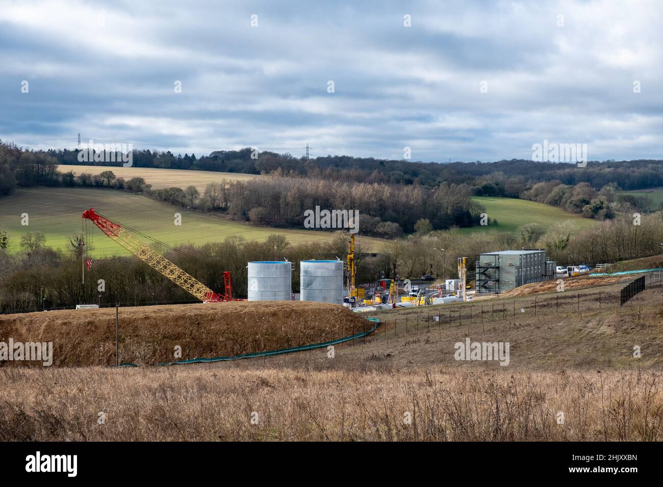 HS2 works site at Little Missenden, Buckinghamshire, adjacent to the ...