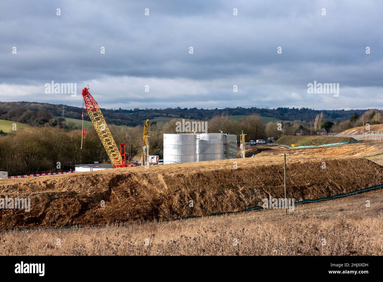 HS2 works site at Little Missenden, Buckinghamshire, adjacent to the ...