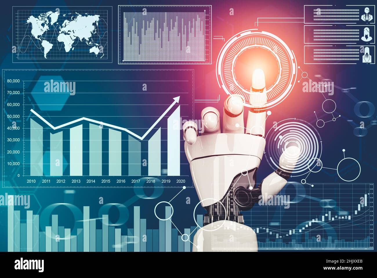 3D rendering futuristic droid robot technology development, artificial ...