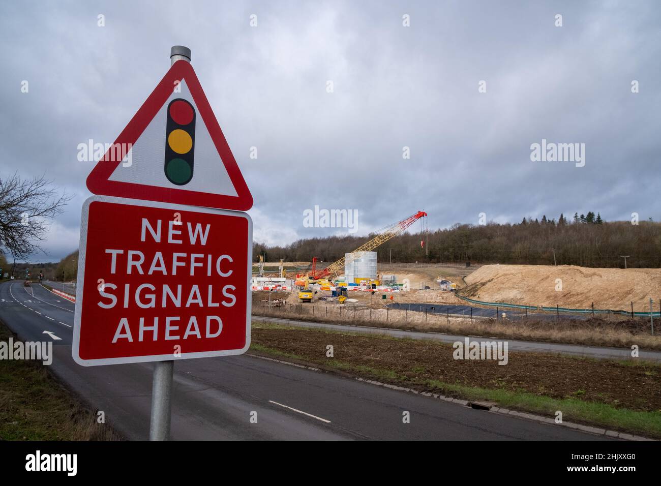 HS2 works site at Little Missenden, Buckinghamshire, adjacent to the ...