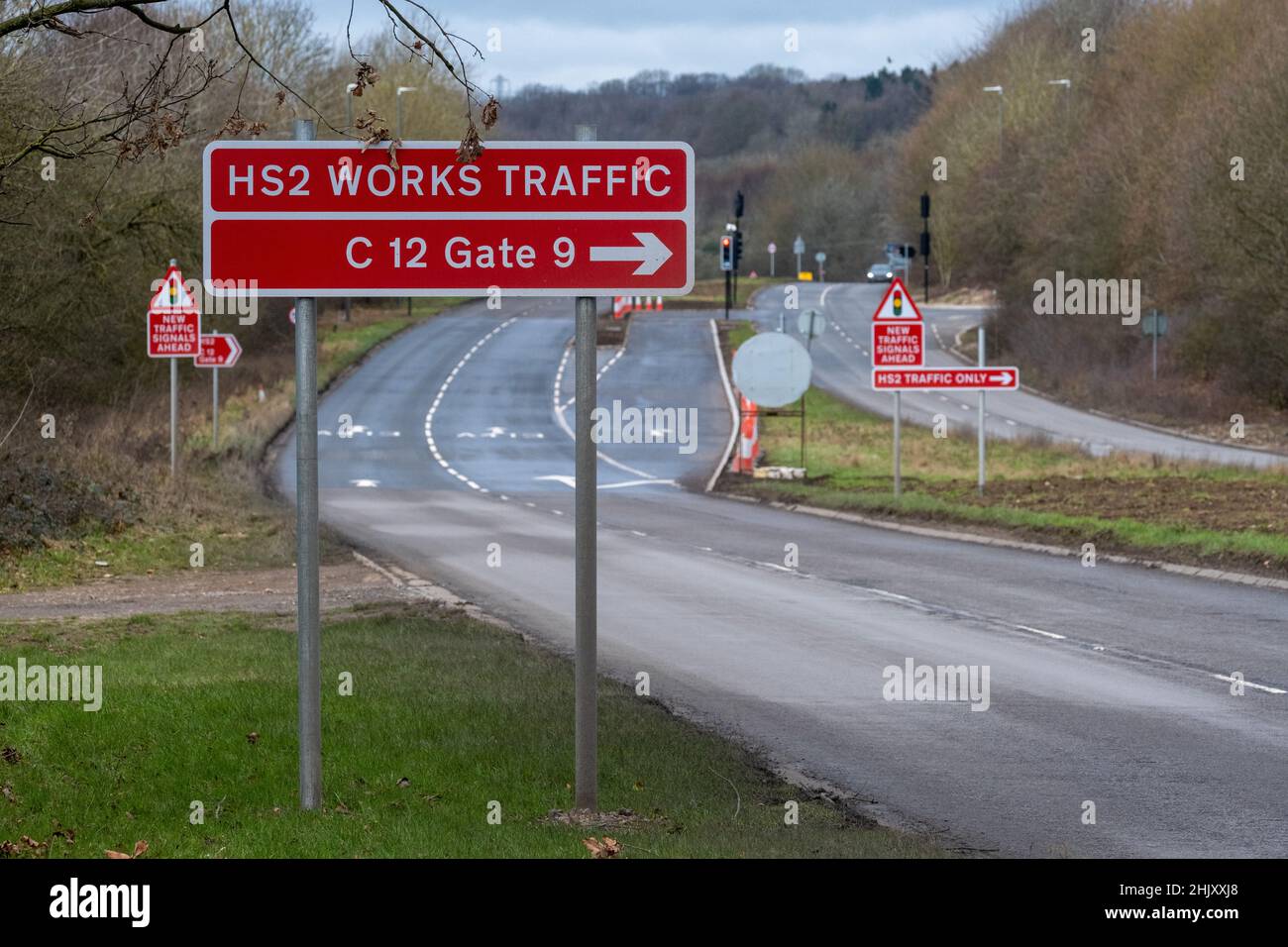 HS2 works site at Little Missenden, Buckinghamshire, adjacent to the ...