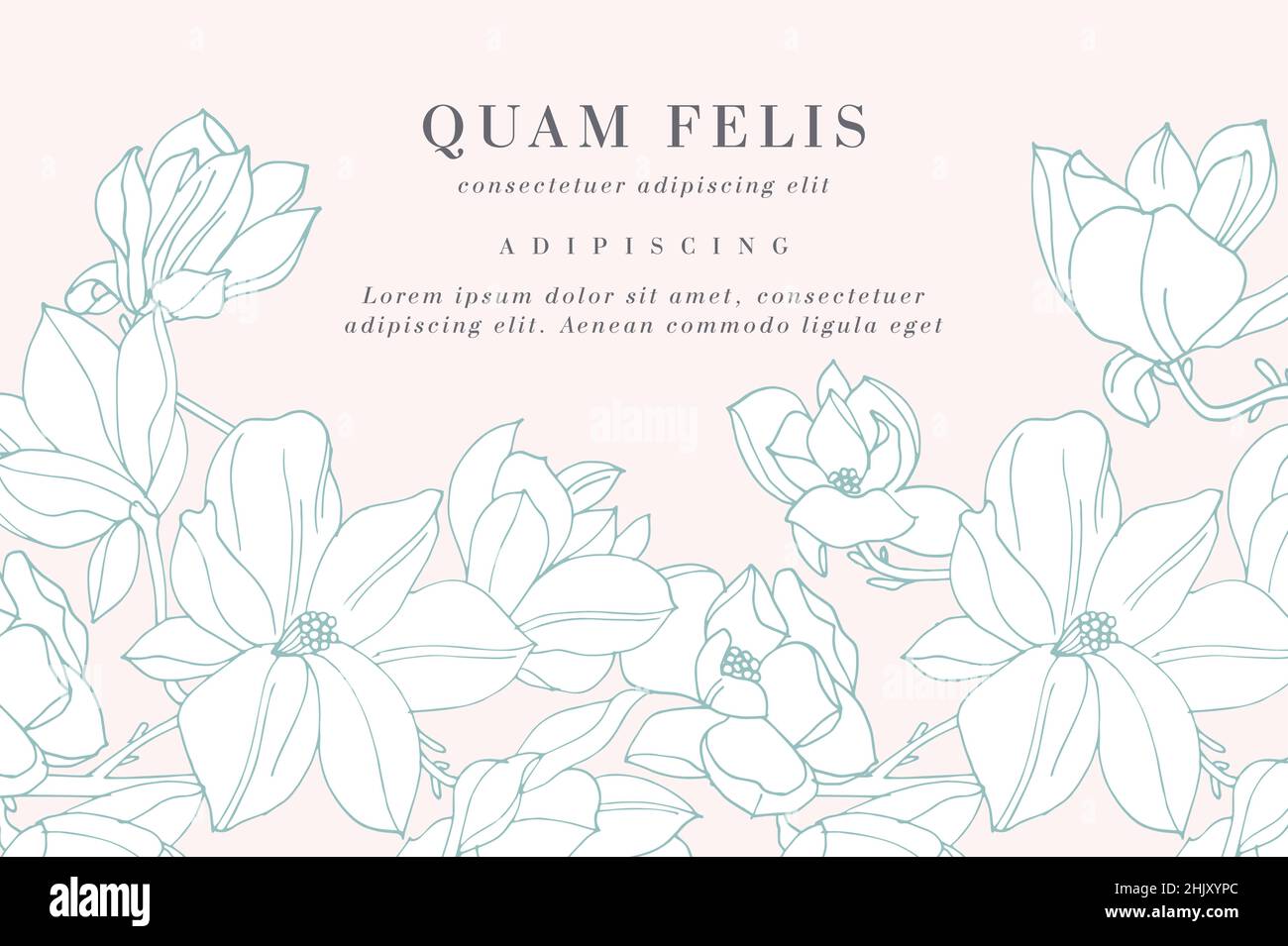 Vintage card with magnolia flowers. Floral wreath. Flower frame for ...