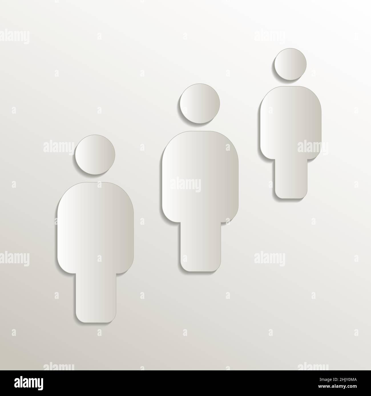 Queue of people symbol icon, card paper 3D natural vector Stock Vector ...