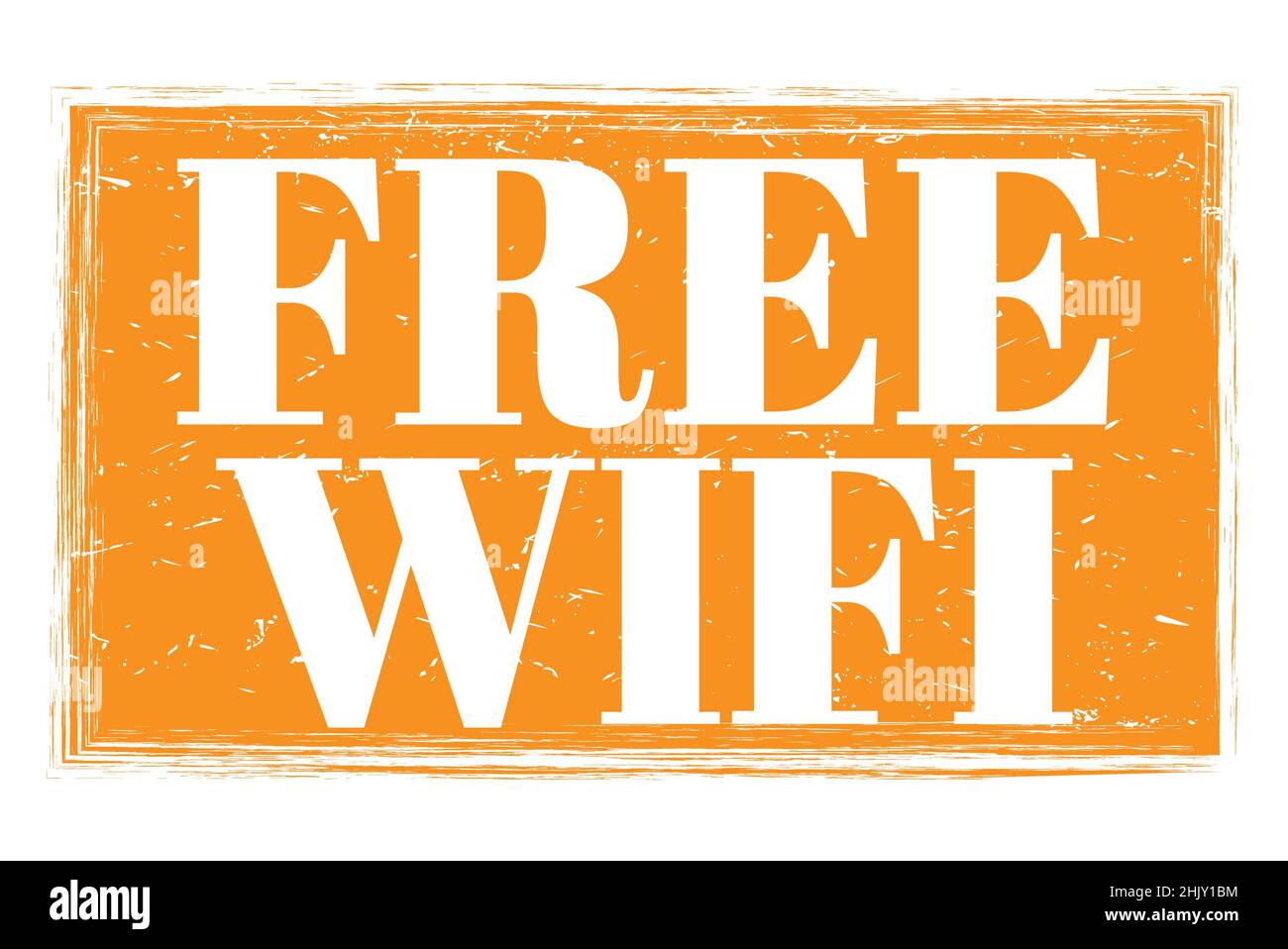 FREE WIFI, words written on orange grungy stamp sign Stock Photo - Alamy