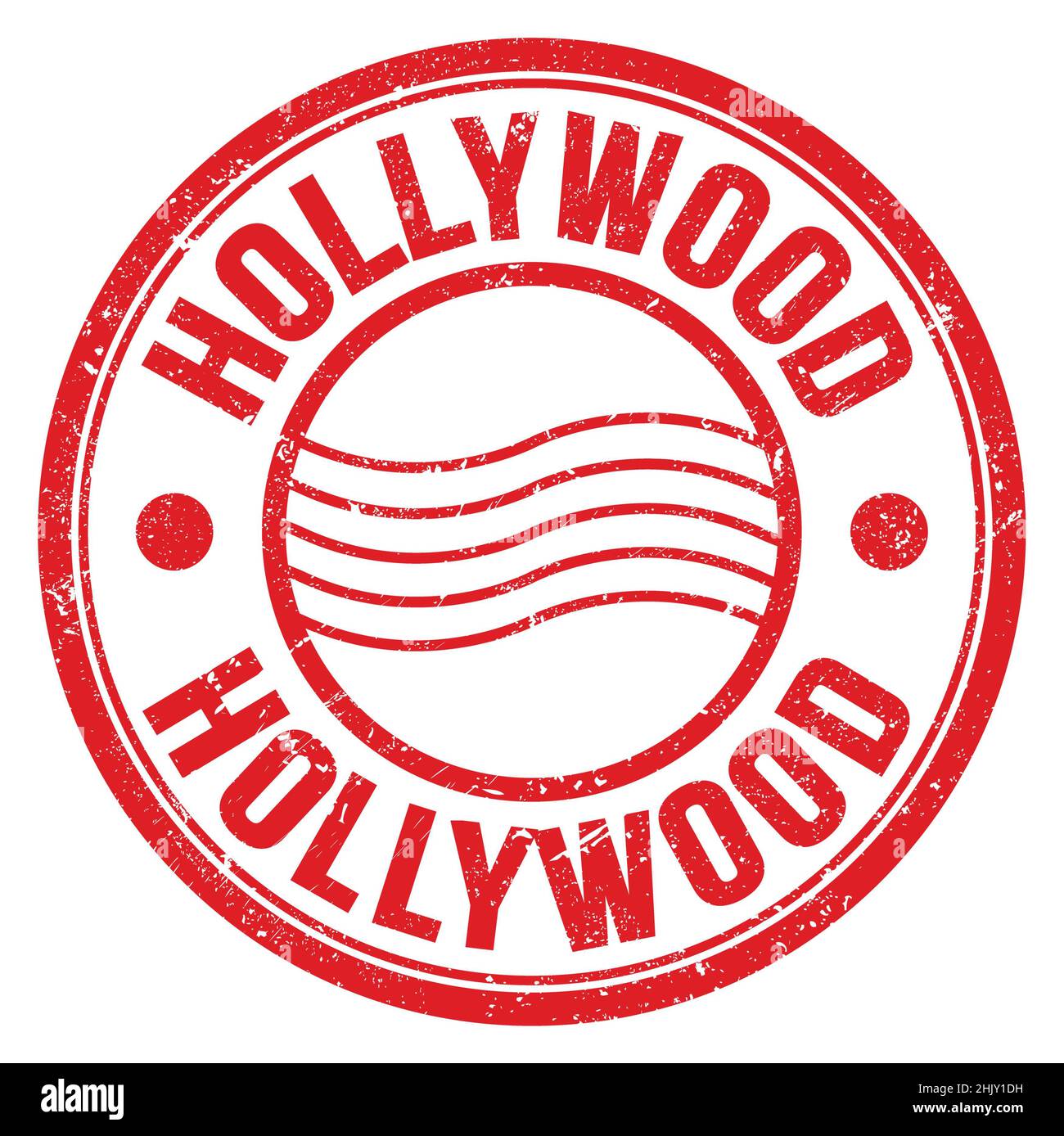 HOLLYWOOD word written on red round postal stamp sign Stock Photo - Alamy