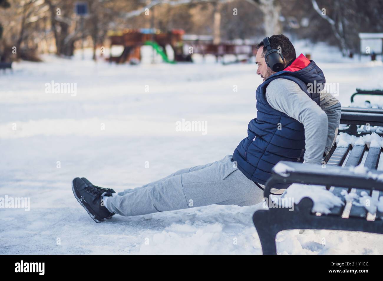 Man doing reverse push up in park hi-res stock photography and images ...