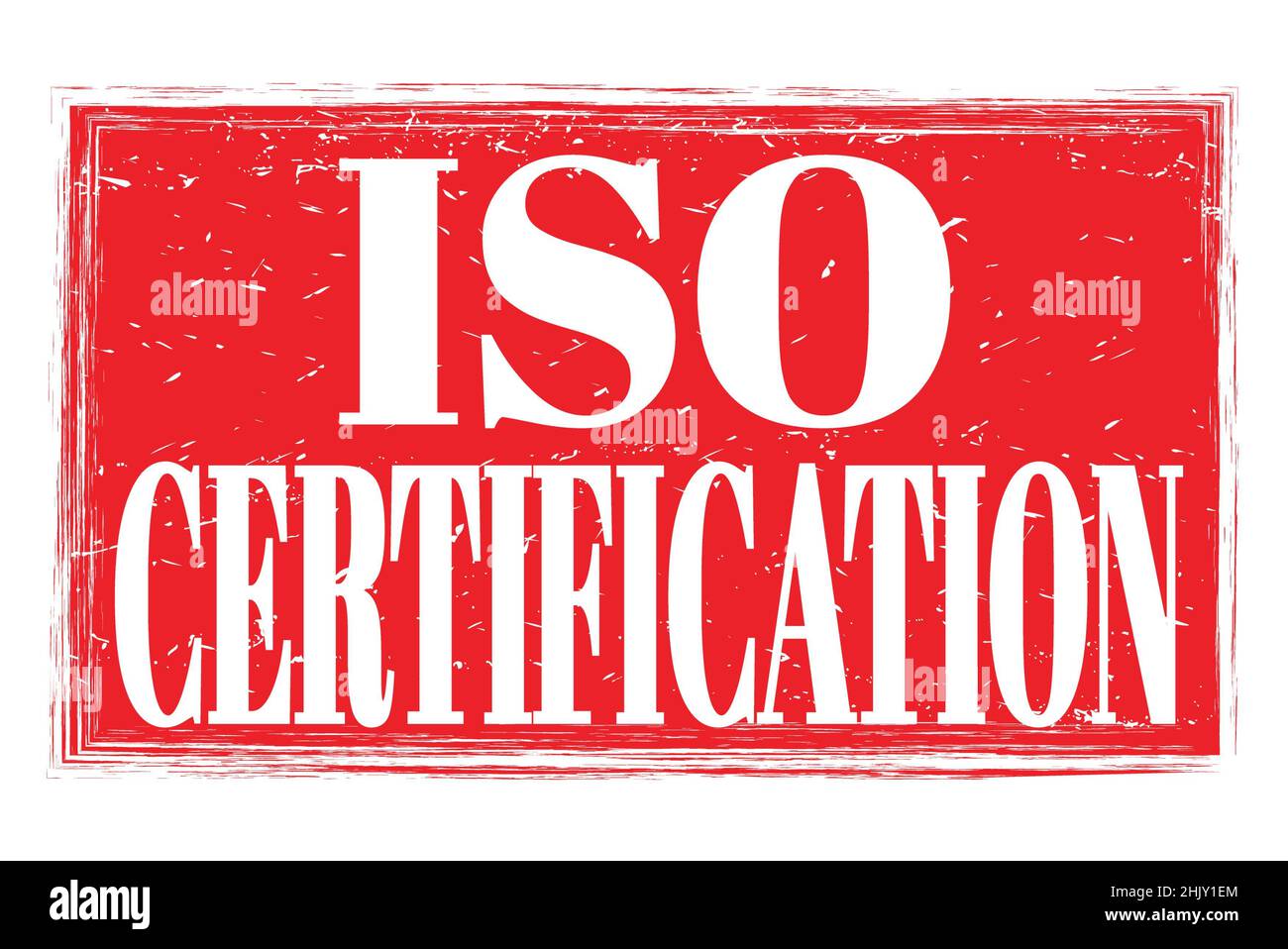 ISO CERTIFICATION, words written on red grungy stamp sign Stock Photo ...