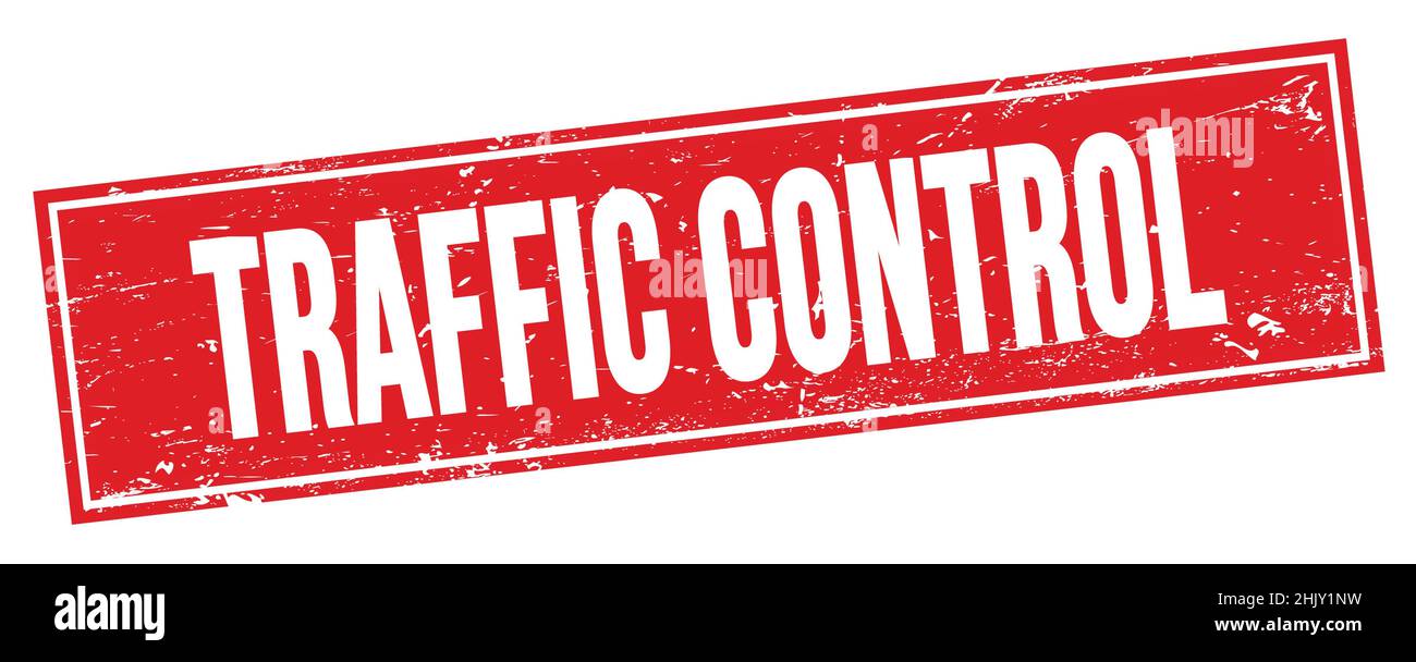 TRAFFIC CONTROL text on red grungy rectangle stamp sign Stock Photo - Alamy