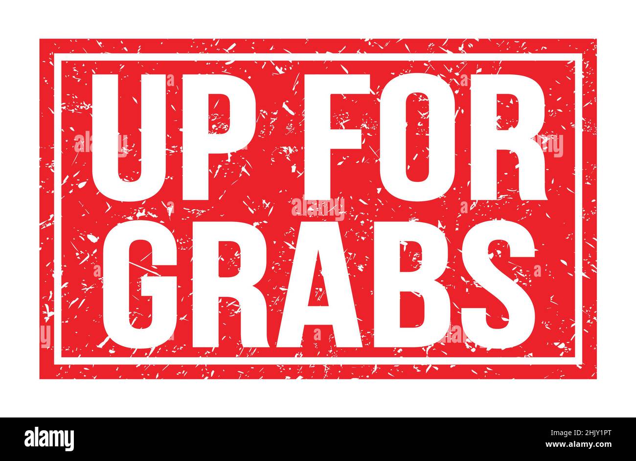 UP FOR GRABS, words written on red rectangle stamp sign Stock Photo - Alamy