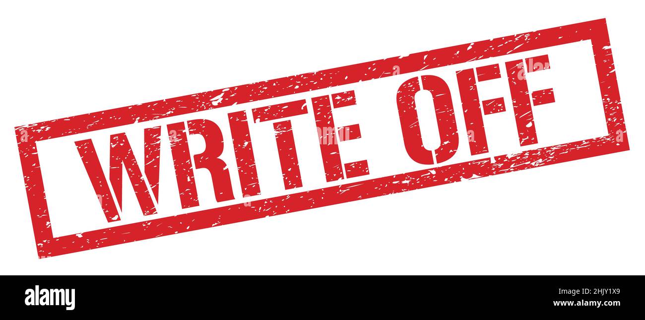 WRITE OFF red grungy rectangle stamp sign Stock Photo - Alamy