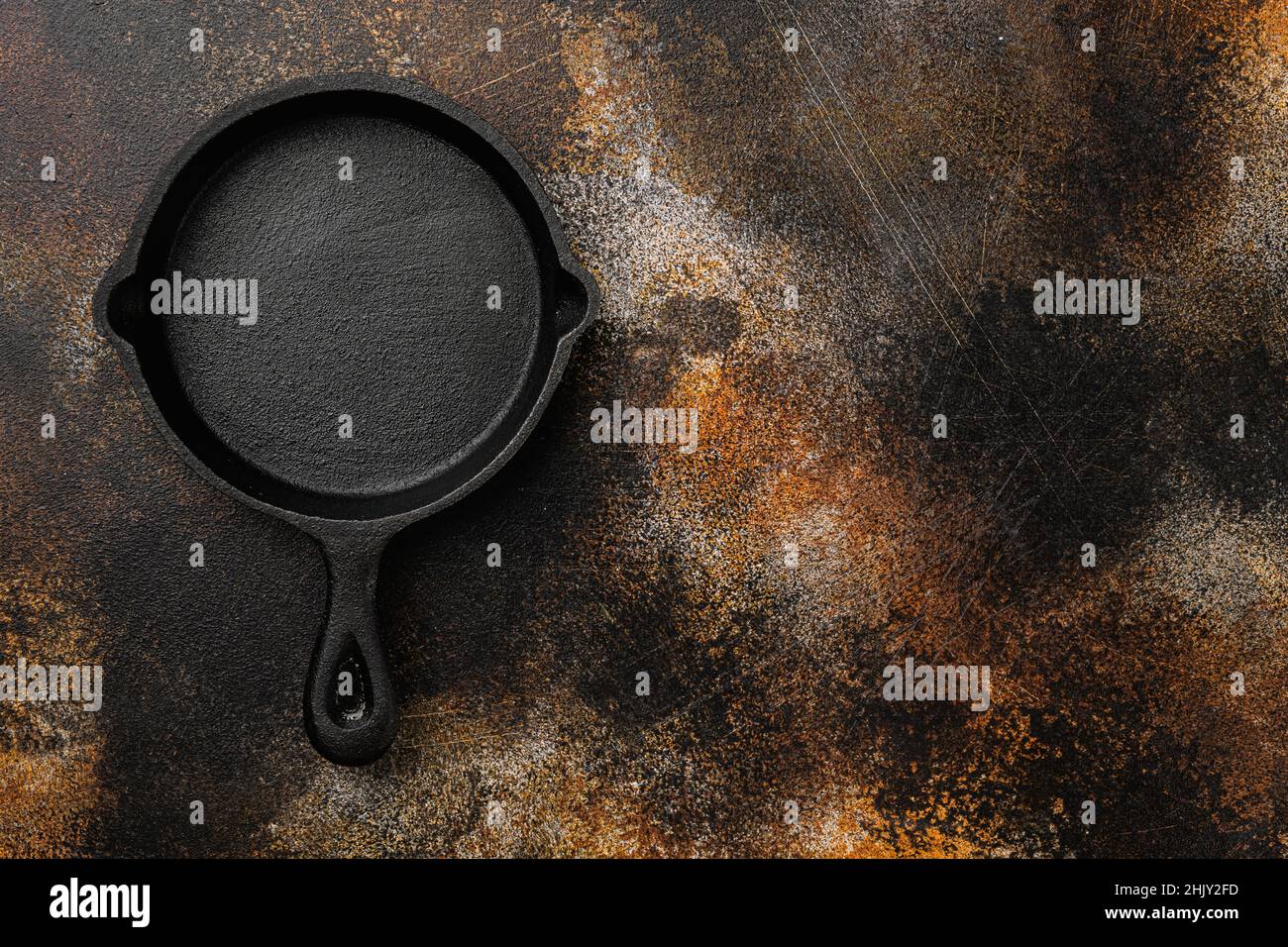 Empty skillet, frying pan set with copy space for text or food with ...
