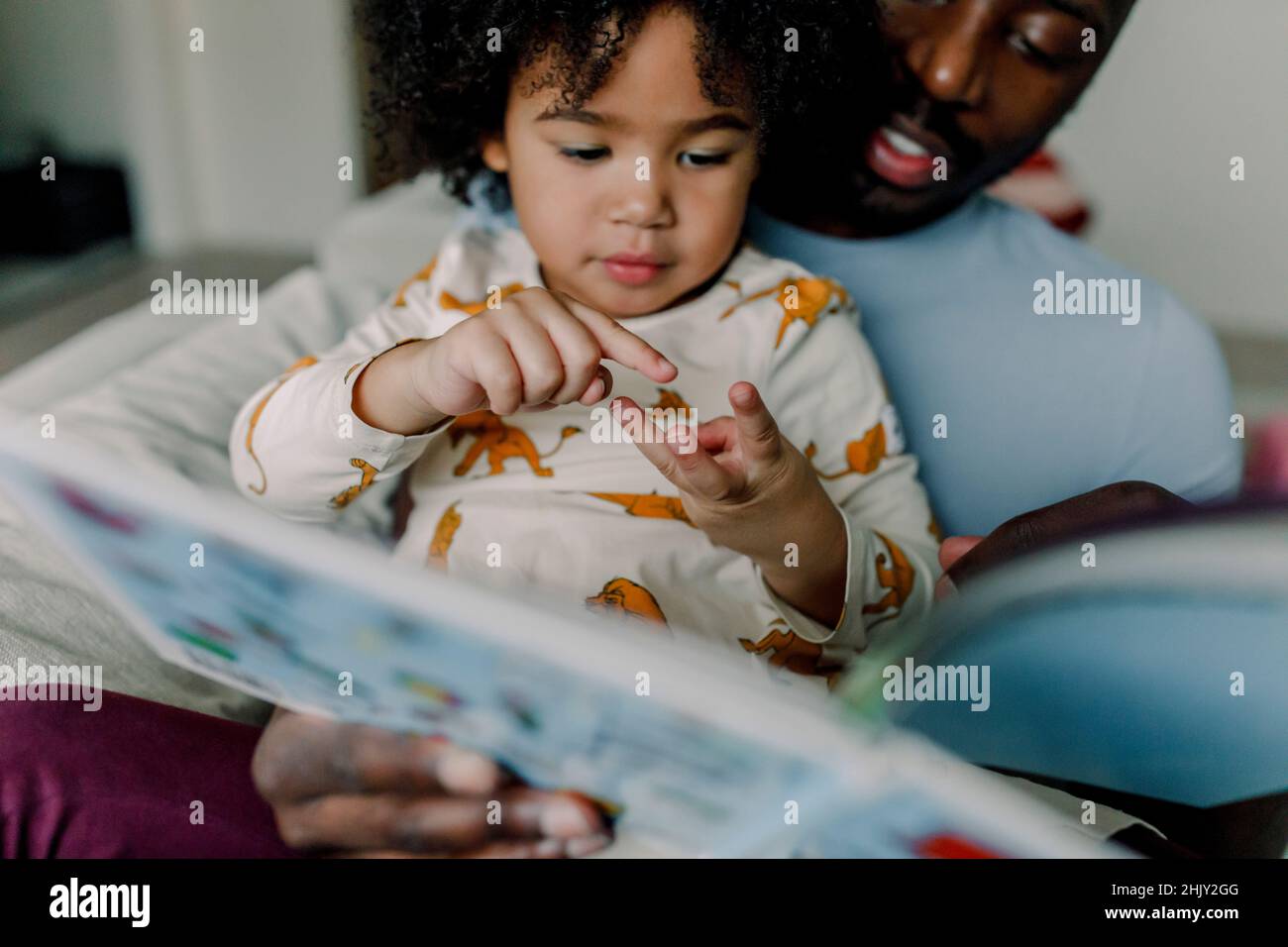 Girl counting number on fingers with father at home Stock Photo - Alamy