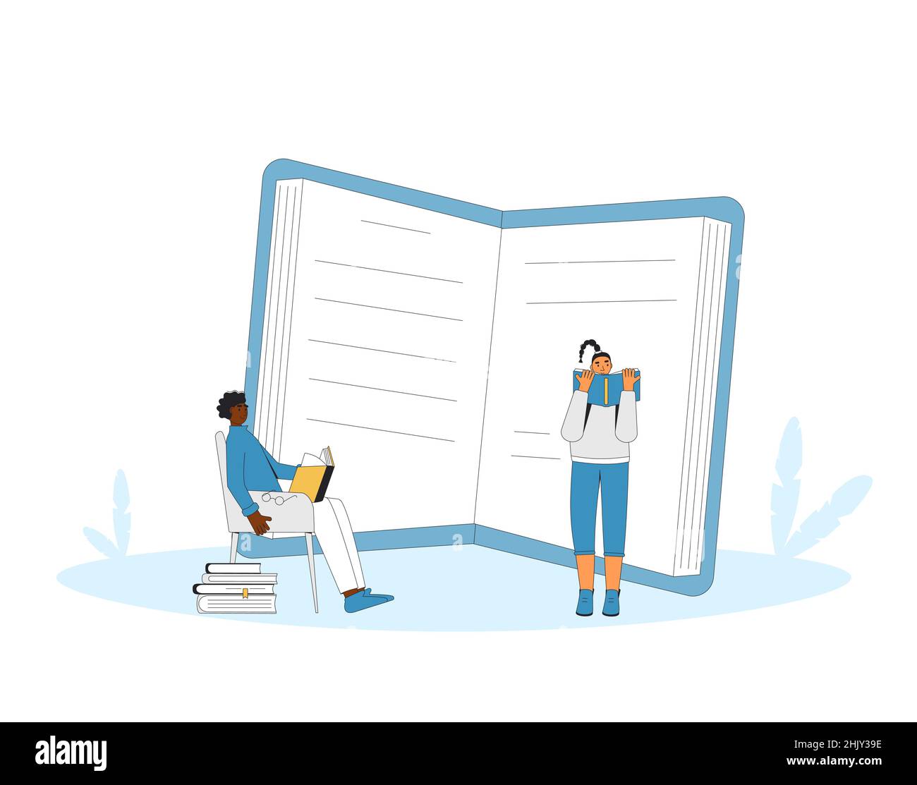 Library. People with books. Students prepare to exam. Reading club ...