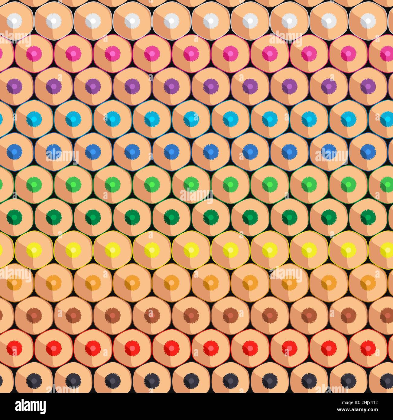Seamless pattern with rows of colored pencils. Vector colored ...