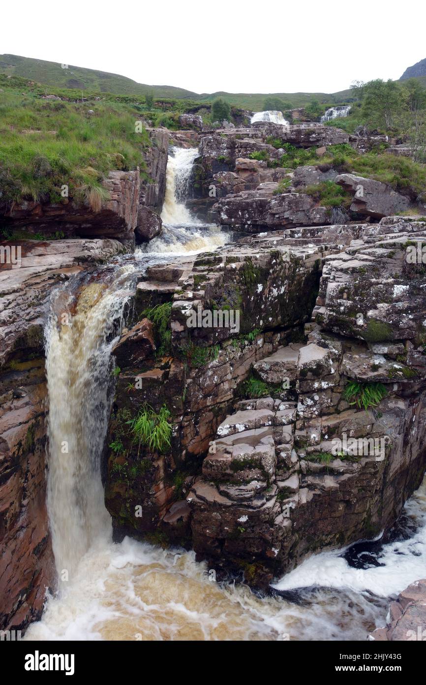 Ardessie Waterfalls and Gorge from Path to the Scottish Mountain ...