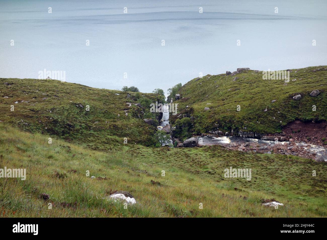 Top of Ardessie Waterfalls and Gorge from Path to the Scottish Mountain ...