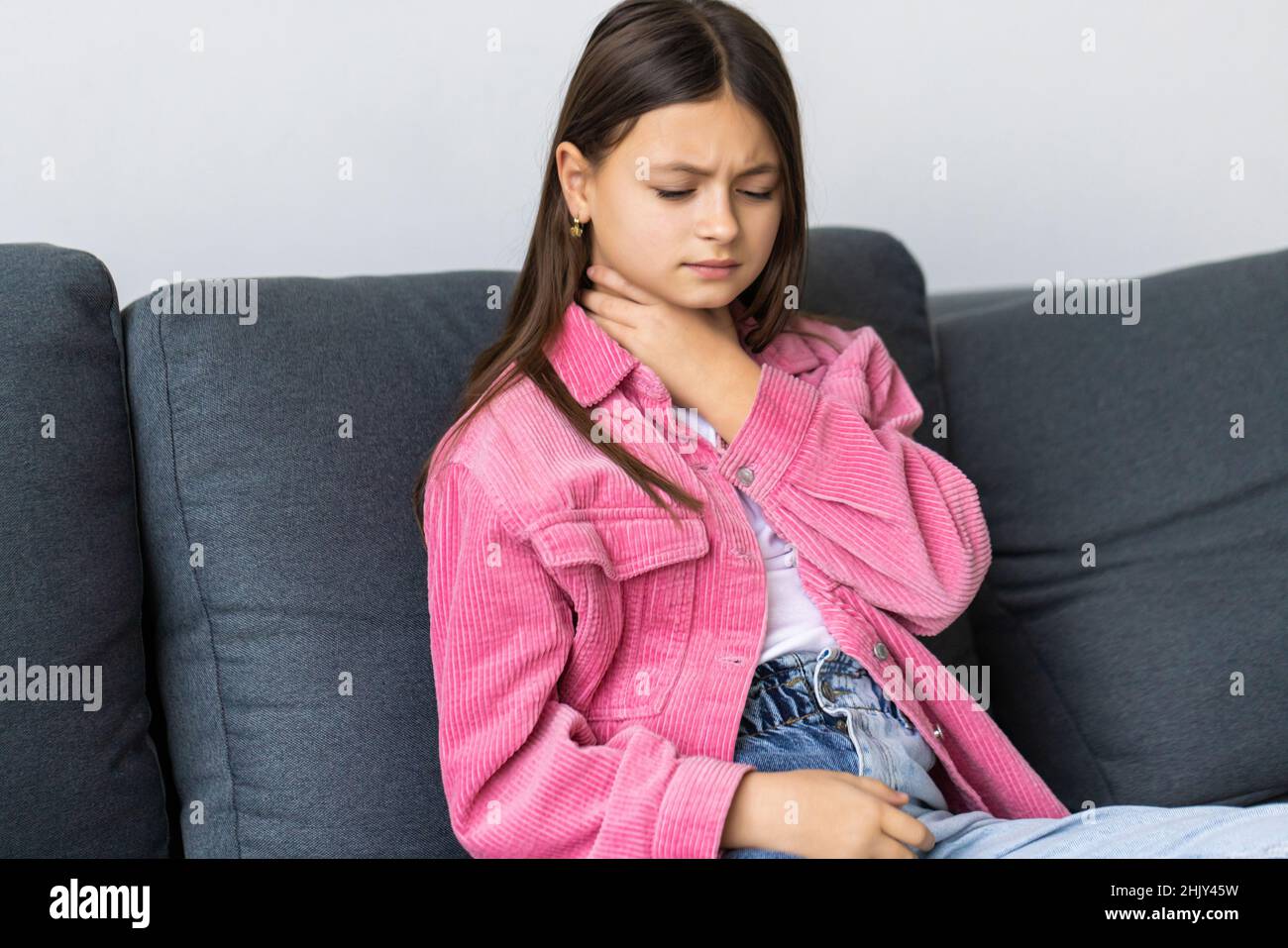 Sick ill girl sitting home hi-res stock photography and images - Alamy