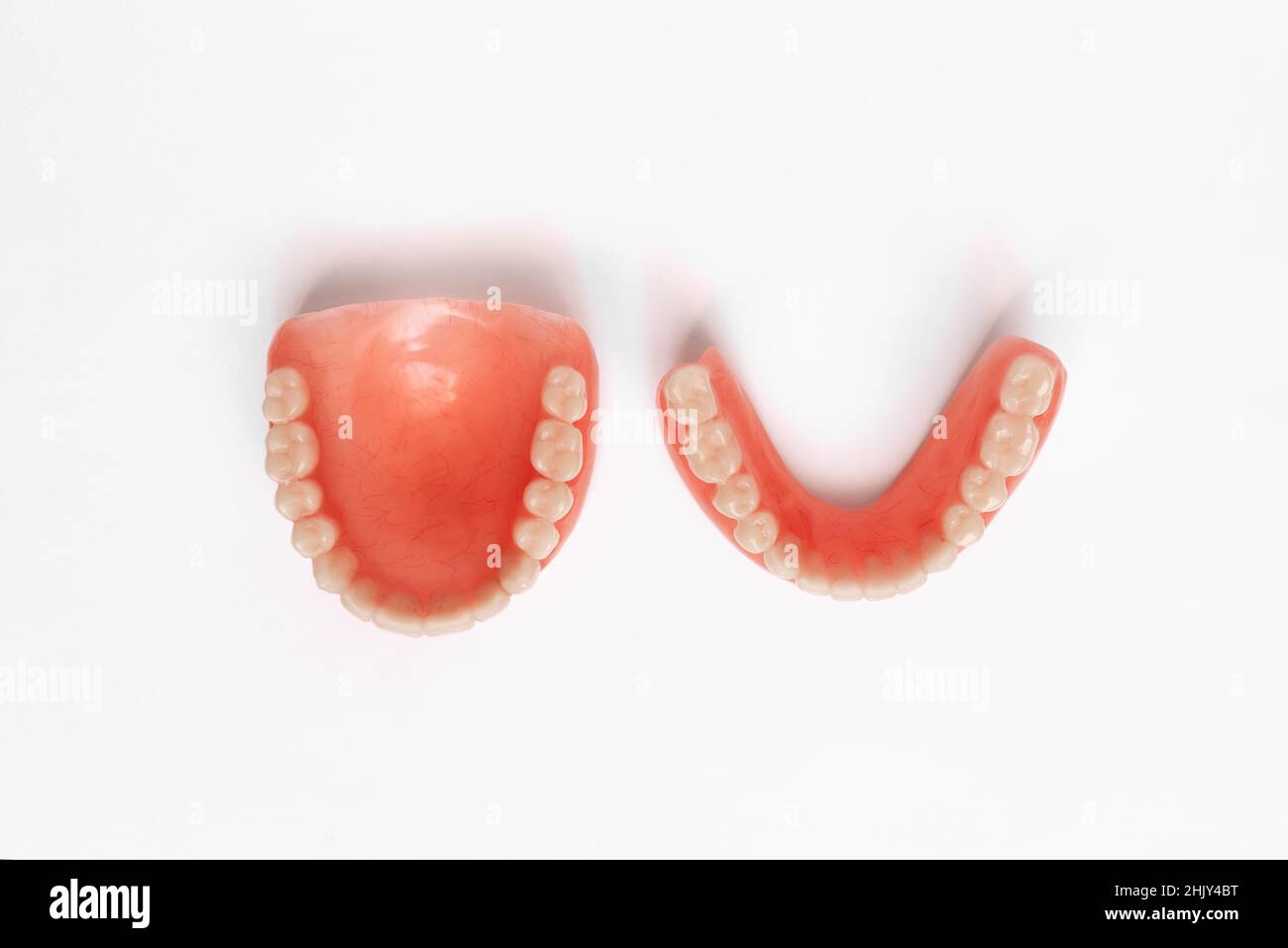 Top view of complete denture on white background. Full denture close-up ...
