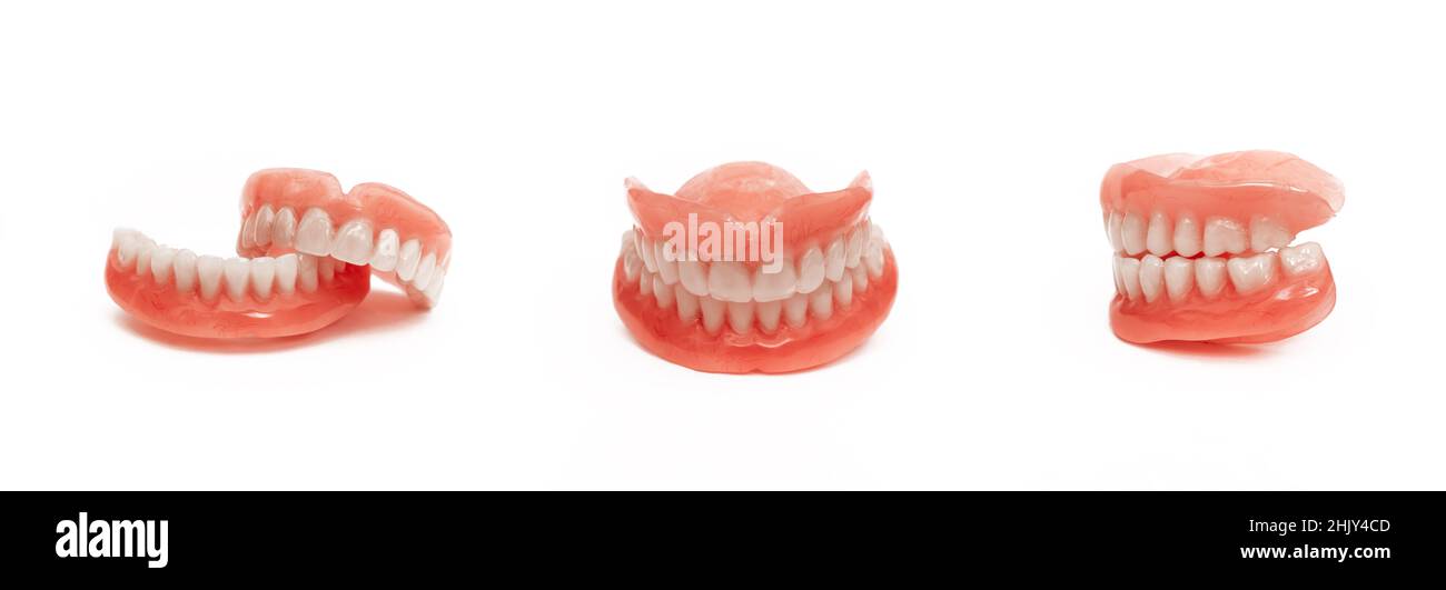 Full denture close-up. Dentures. Full removable plastic denture of the ...