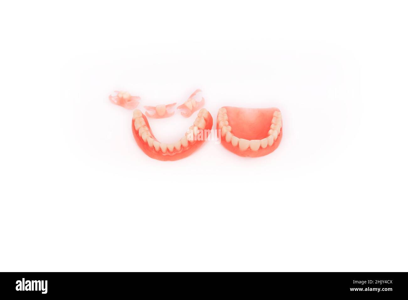 Dentures on a white background. Close-up of dentures. Full removable ...