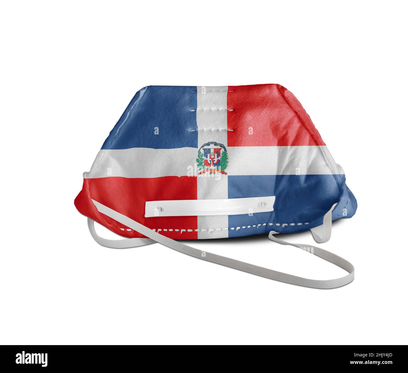 Dominican Republic flag painted on white anti pollution mask for ...