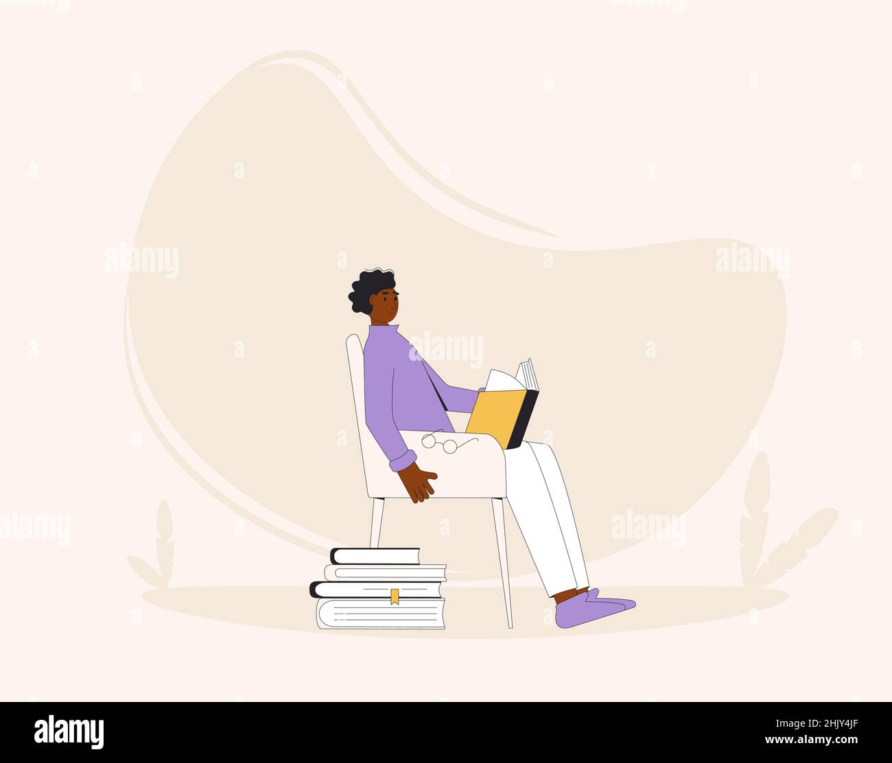 Black man reading a book Stock Vector Images - Alamy