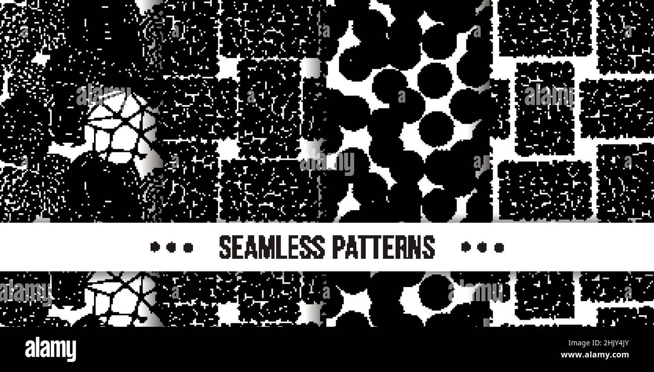 Set of samless ornate, doodle hand-drawn abstract patterns. Vector ...