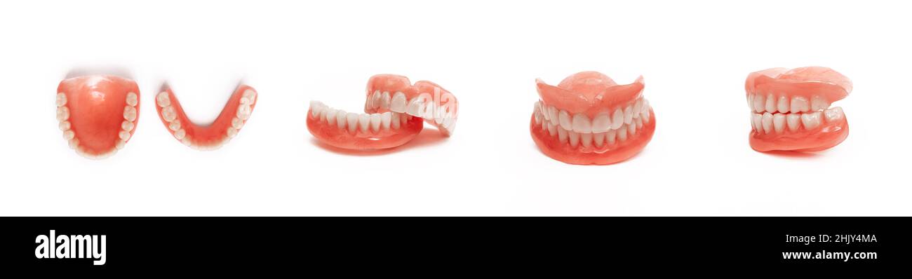 Full denture close-up. Dentures. Full removable plastic denture of the ...