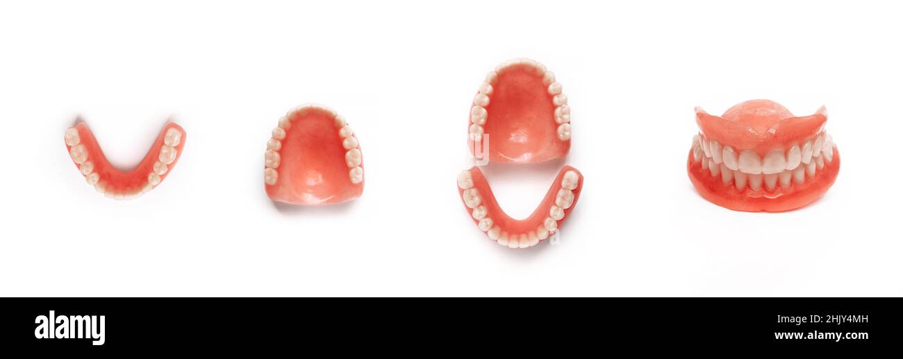 Full denture close-up. Dentures. Full removable plastic denture of the ...
