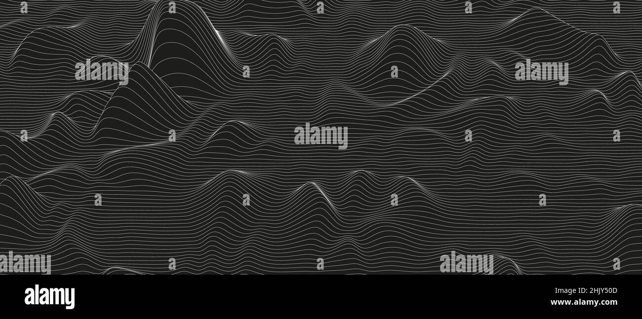 Abstract background with distorted line shapes on a black background ...
