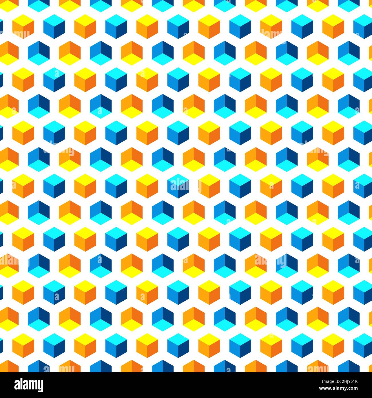 Seamless pattern with hexagons and cubes. Vector colored abstract ...